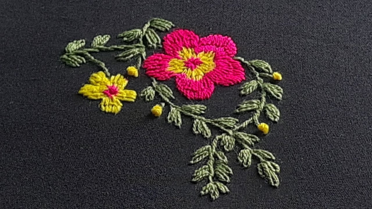 simple flower embroidery design - YouTube