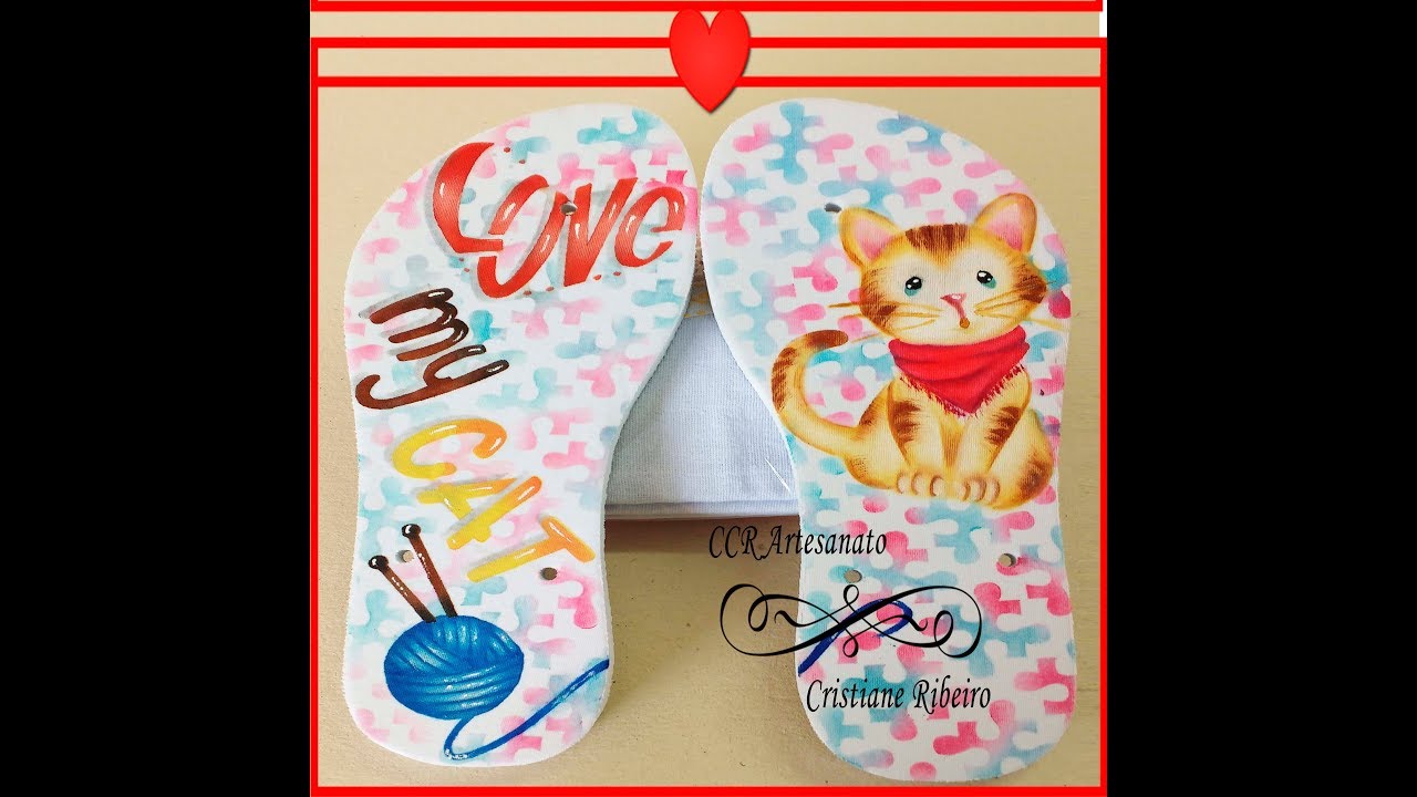 COMO PINTAR CHINELO USANDO ESTENCIL 2170 GATINHO DA OPA PARTE 1 - YouTube
