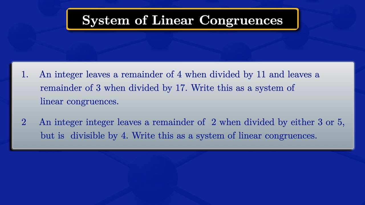 System of Linear Congruences - YouTube