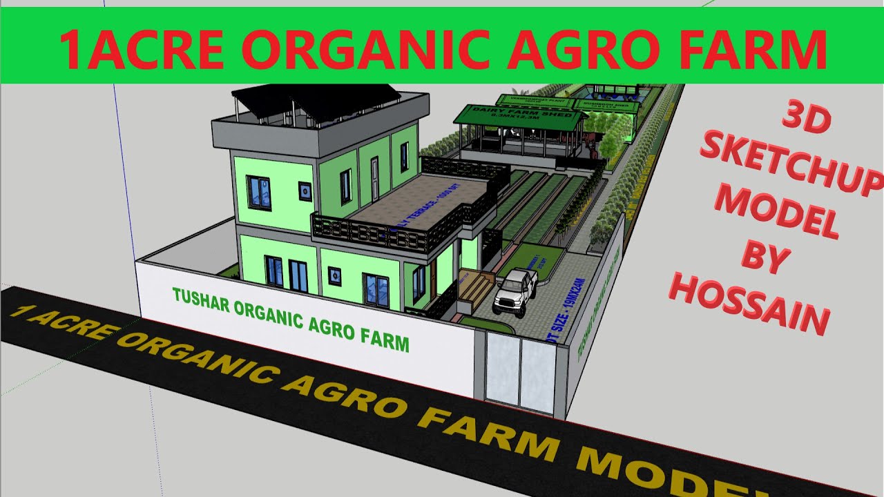 1 Acre organic agro farm model Integrated Farming System IFS. 3D ...