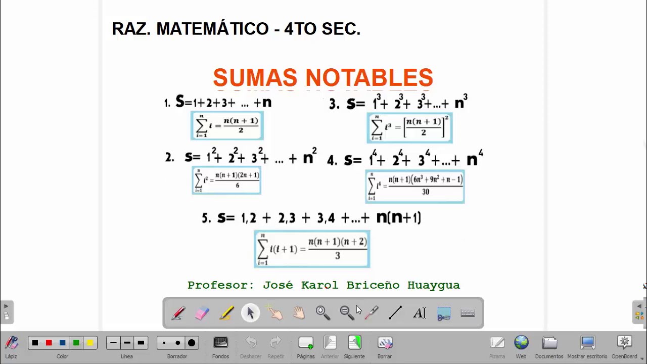 SUMAS NOTABLES - TEORÍA -EJERCICIOS 1RA PARTE - 3RO/4TO SEC - YouTube