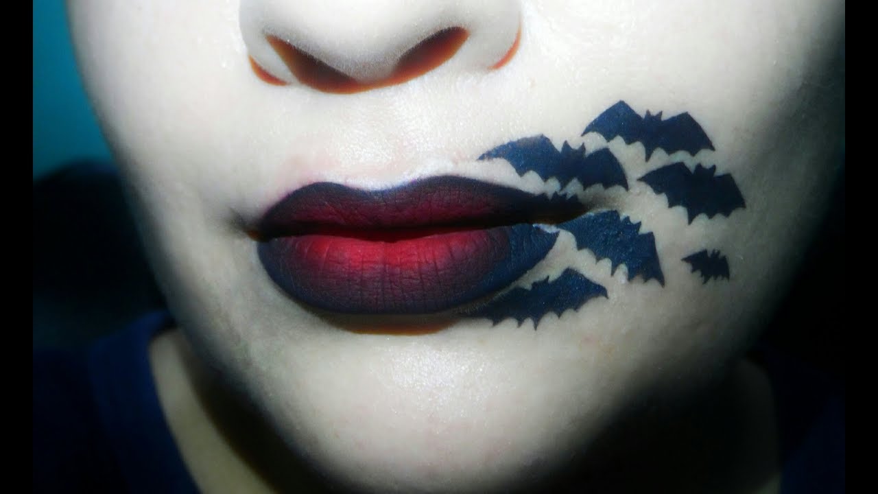 Halloween lip art: Bats #31DiasNoVale - YouTube