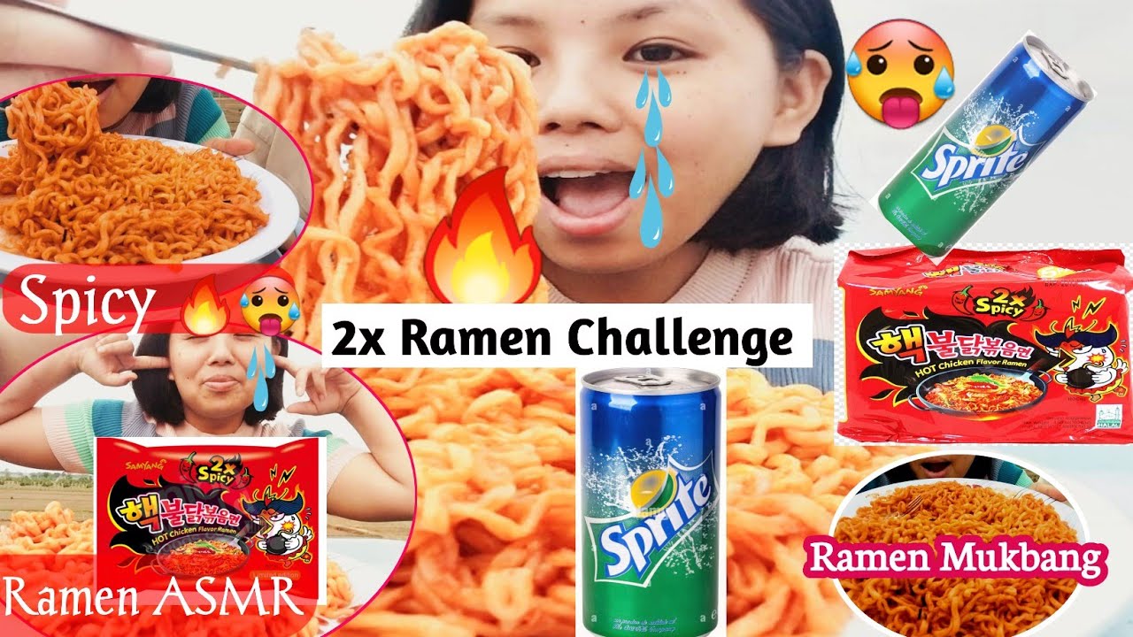 2X Ramen Eating Challenge || Spicy Ramen ASMR || ramen challenge ...