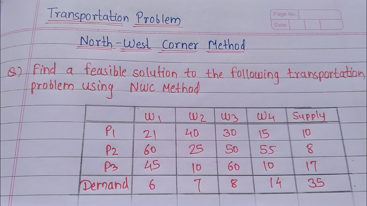 Transportation Problem||North West Corner Method|| Balanced||Decision ...