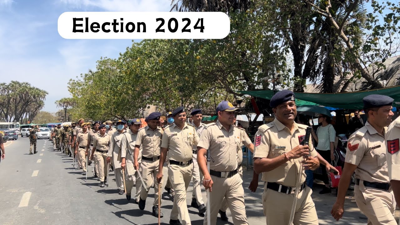 Diu police dwara Lok Sabha Election 2024 mate Flag March. # ...