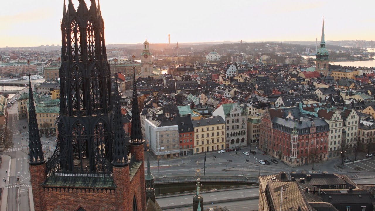 1404. Riddarholmskyrkan (Riddarholmen church) Drone Stock Footage Video ...