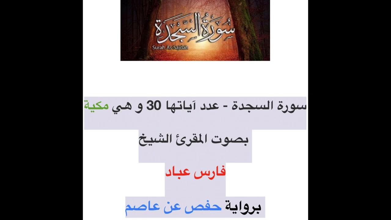 سورة السجدة بصوت المقرئ 🔊 الشيخ { فارس عباد }مكررة 1️⃣3️⃣ مراة برواية