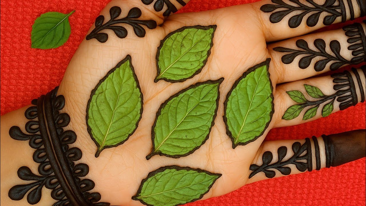 Leaves Mehndi Design Trick ♥️Easy Mehndi Design Hacks on sawan and ...