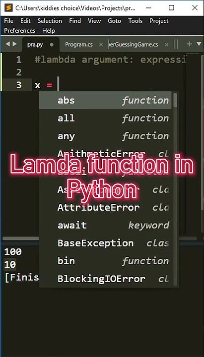 Lamda function in python #allthingstechy #shorts #python - YouTube