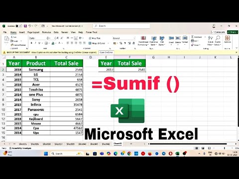 MS Excel - SUMIF Function | How to use the SUMIF Function in Microsoft Excel. #excel # ...