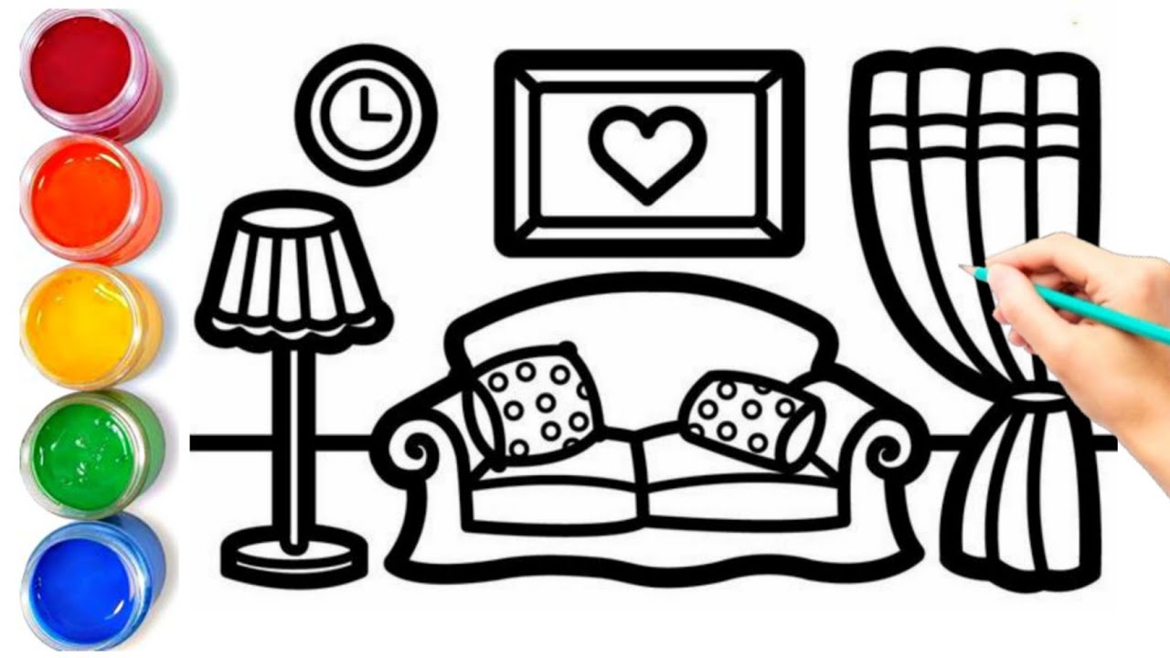 How to draw easy living room drawing | easy drawing step by step for ...
