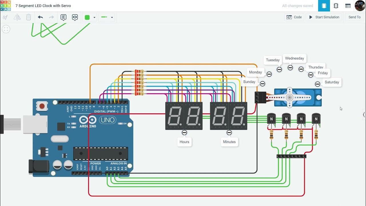 7 Segment Led Clock With Servo Motor And Arduino Tinker Cad Arduino Images And Photos Finder