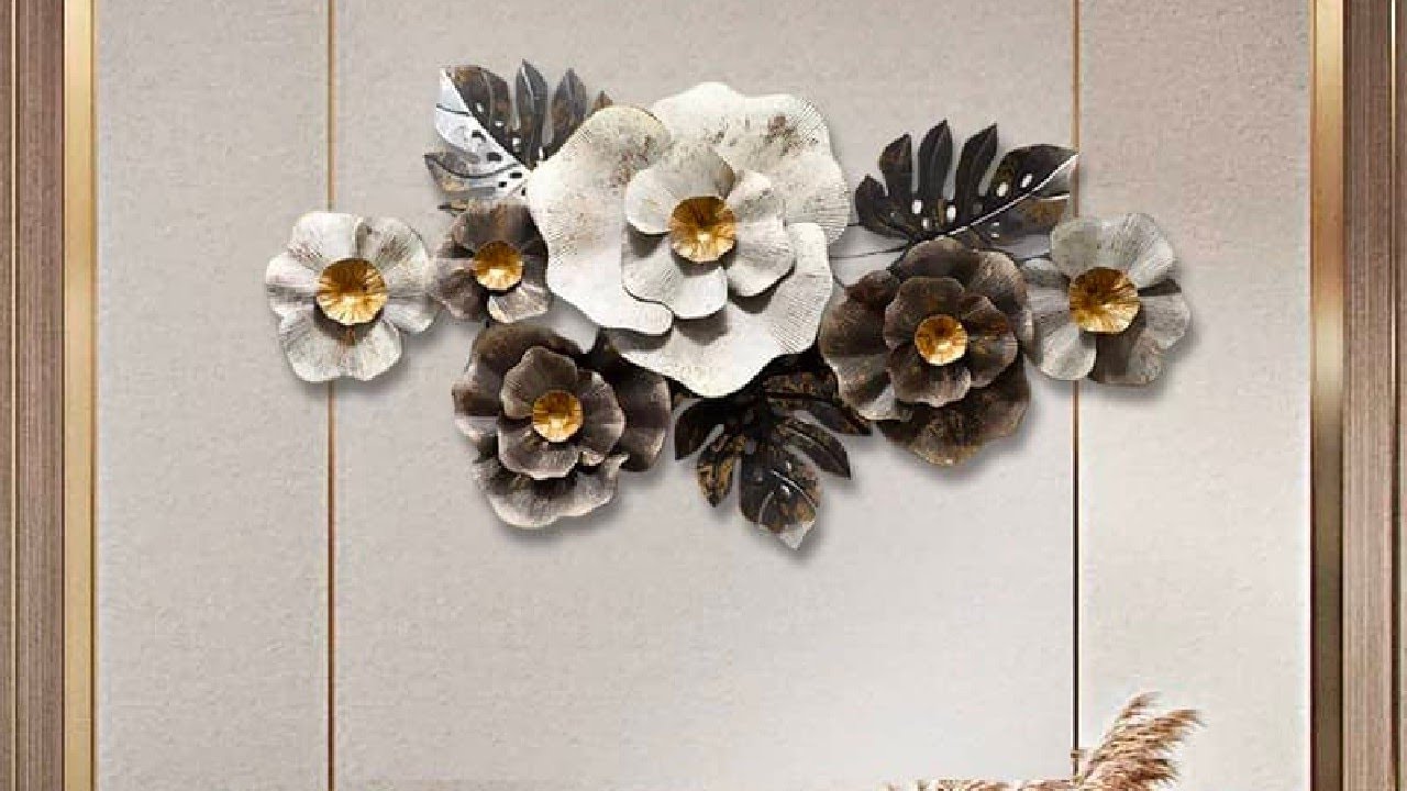Grey Flowers Combo Metal Wall Art Decor - YF Decor - YouTube