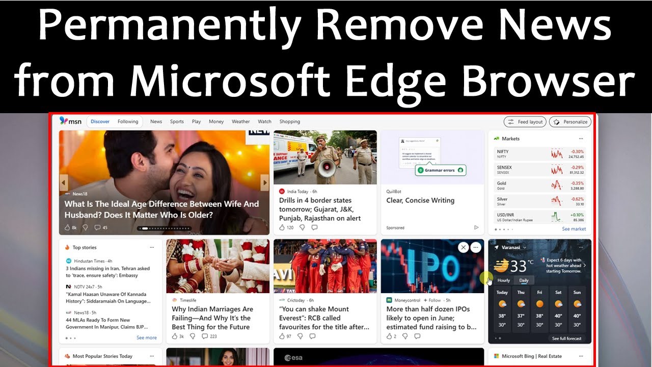 How to Permanently Remove News from Microsoft Edge Browser | Turn Off ...