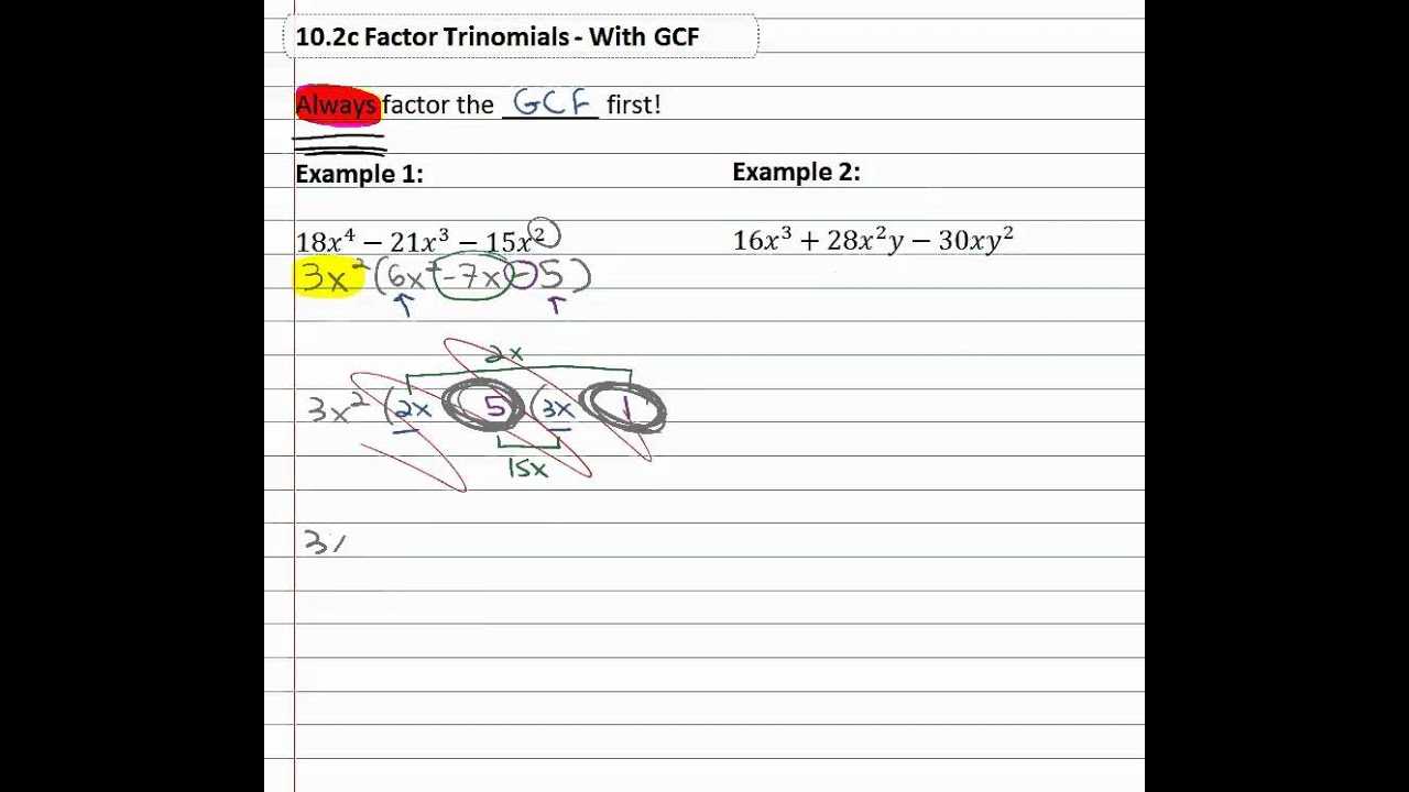 10.2c : Factor Trinomials with GCF - YouTube