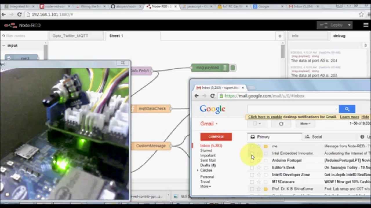 Beginners Guide to node red with Intel Edison Twitter,Gmail,Data Logging,Gpio,MQTT - YouTube