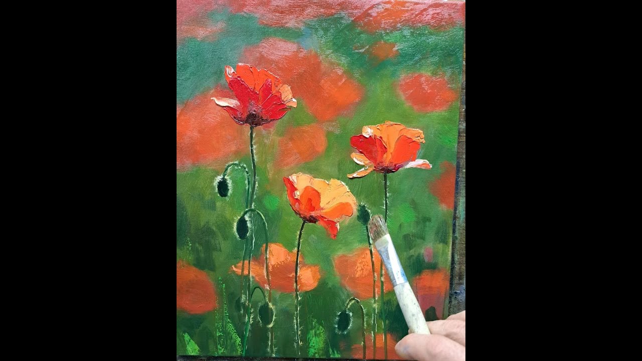 Poppy field oil painting Vugar Mamedov - YouTube