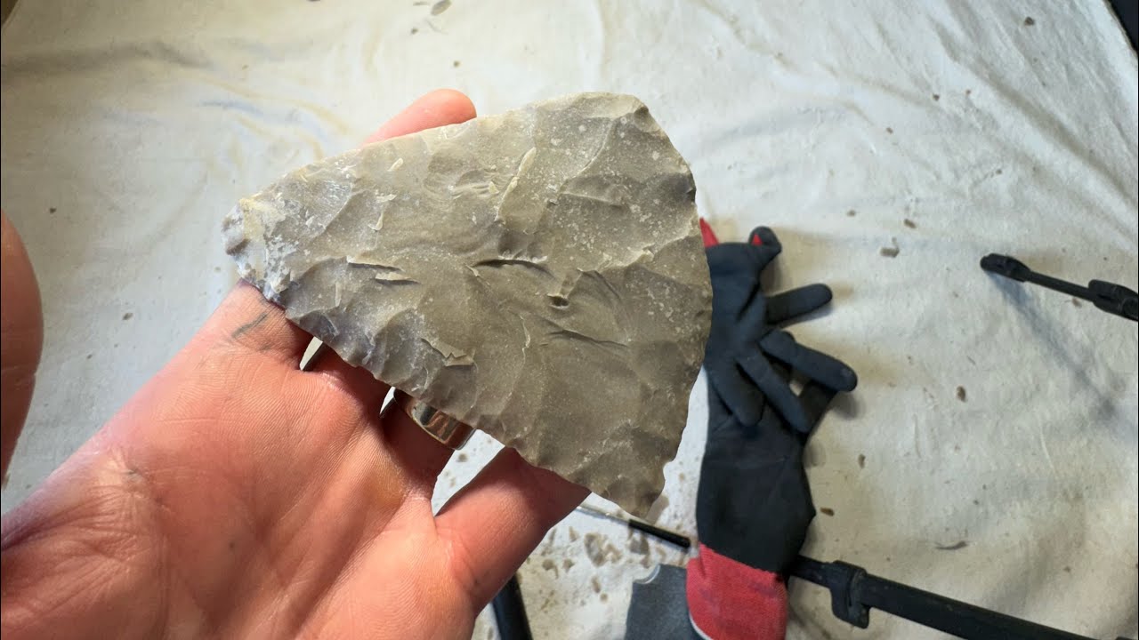 #143 Thinning Down Edward’s Chert Bi Face. #arrowheads #flintknapping # ...