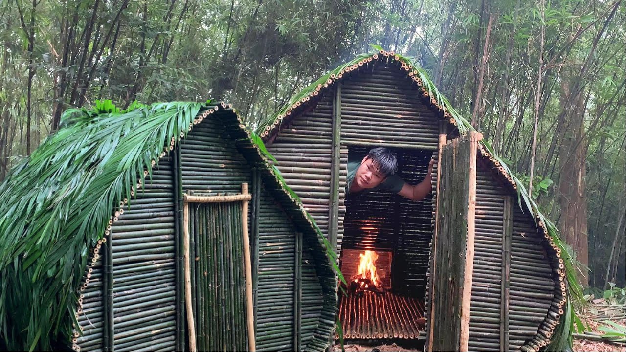 make a heart shelter in the deep forest - YouTube