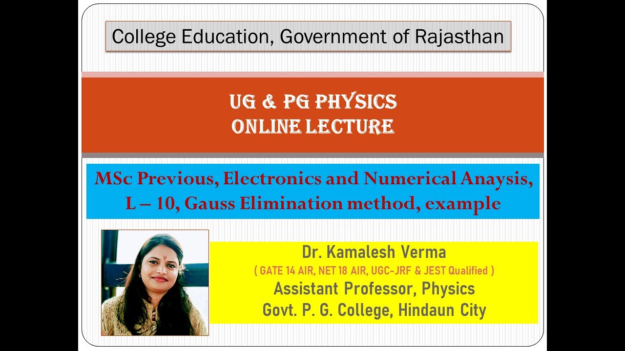 Gauss Elimination Method Example YouTube Gauss Elimination Method Example YouTube