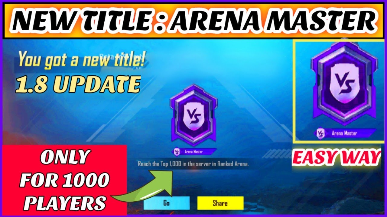 NEW TITLE : ARENA MASTER | Easy Way To Get Arena Master Title in 1.8 ...