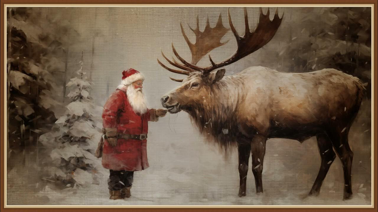 TV Art - Santa and Reindeer Holiday Christmas Art - YouTube