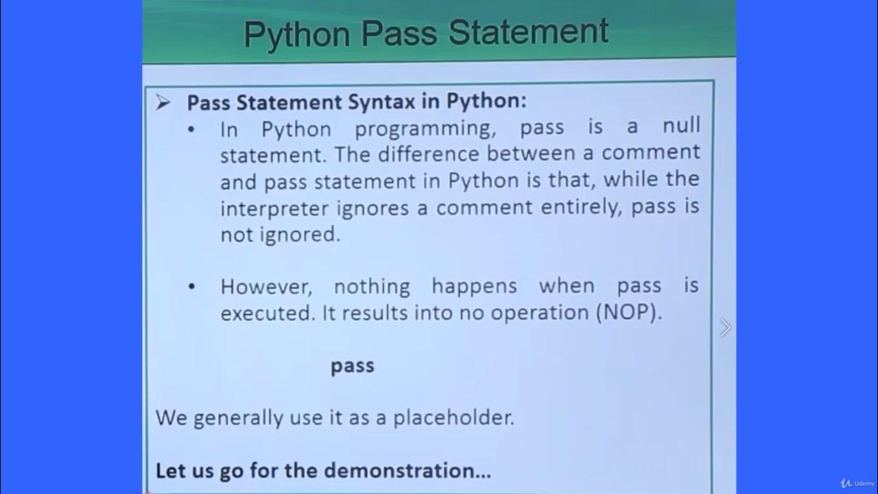33 Tutorial 33 Python Pass Statement - YouTube