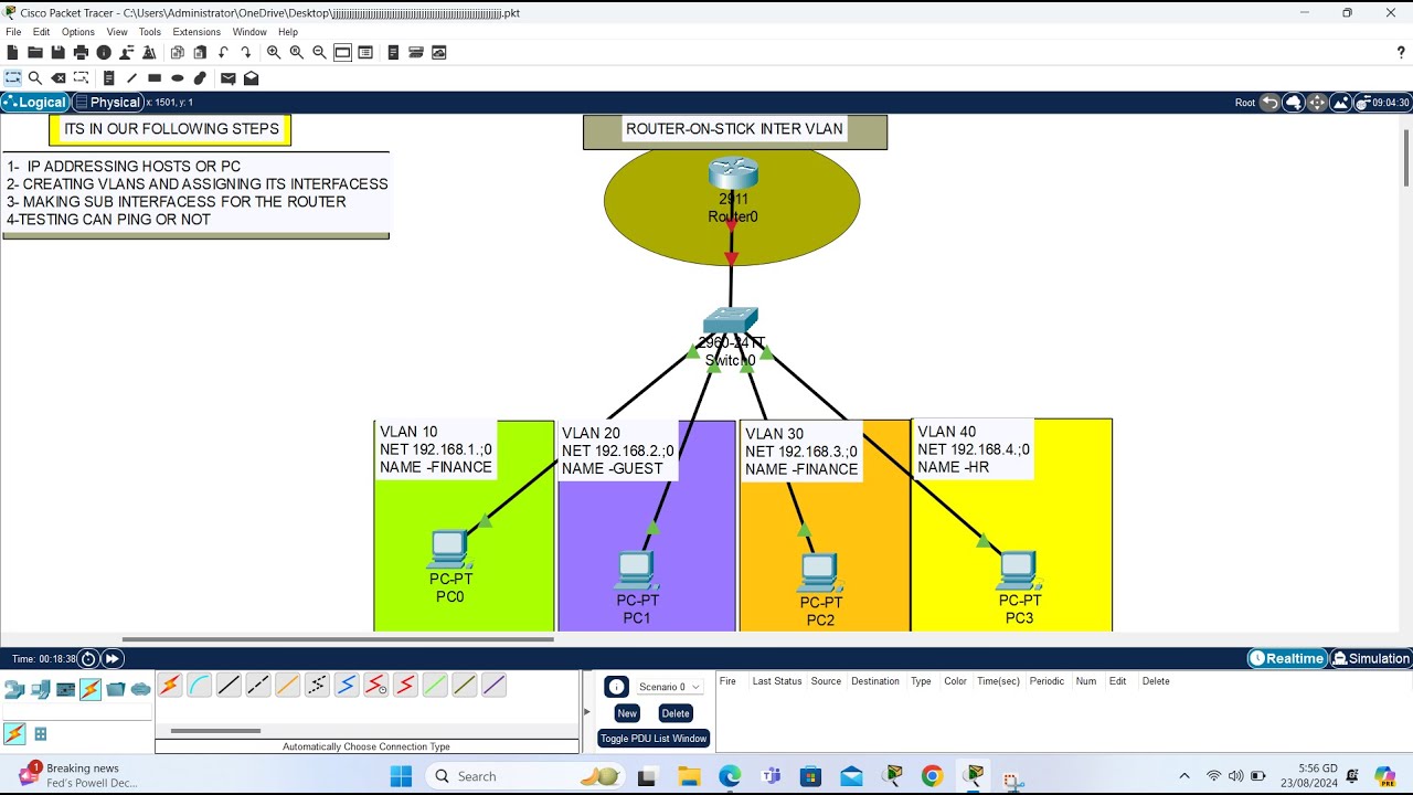 CCNA - Router - On - a - Stick Inter-Vlan Routing Configuration | Day ...