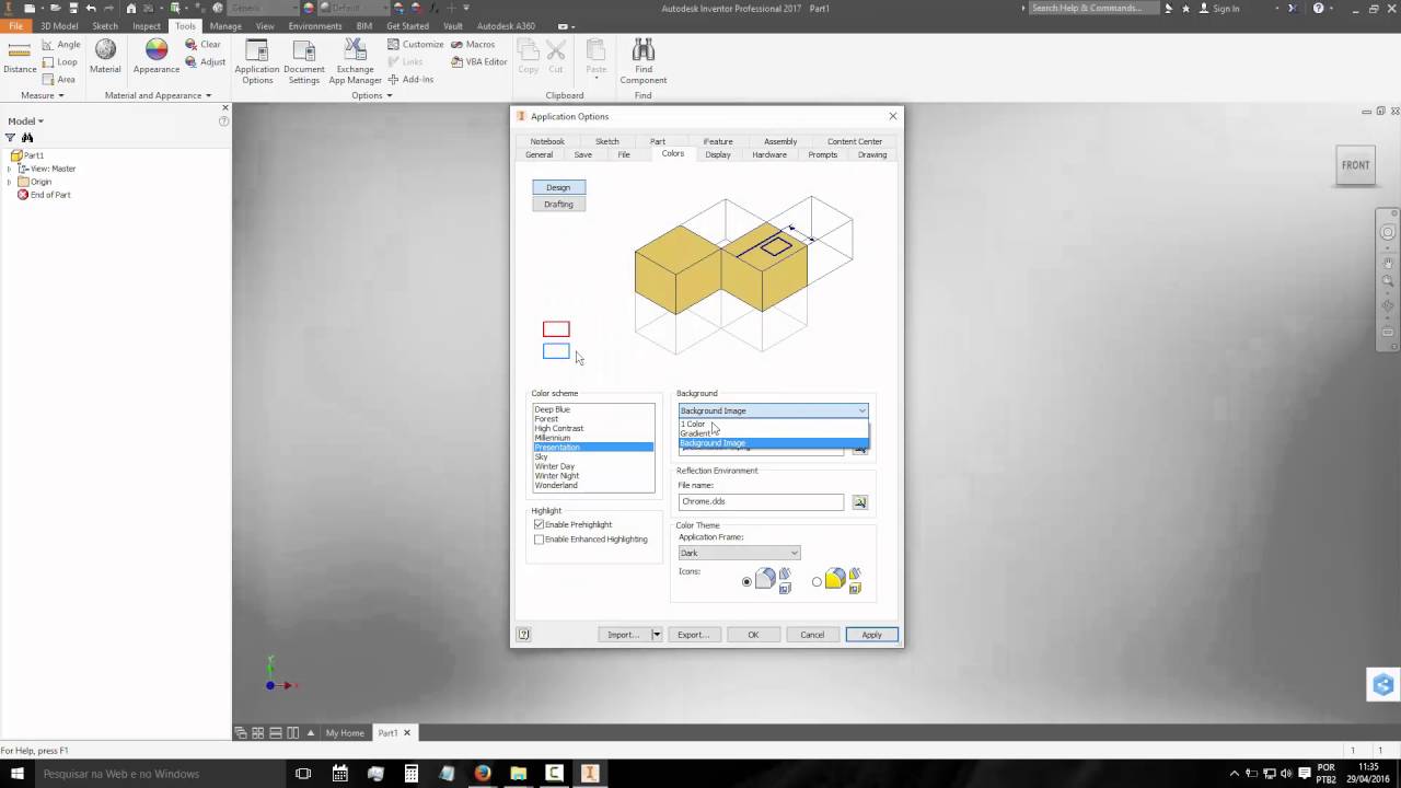 11 Autodesk Inventor Background Color Workspace ou Alterando a cor de ...