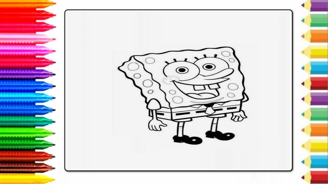 coloring drawing - Sponge Bob drawing and coloring - YouTube