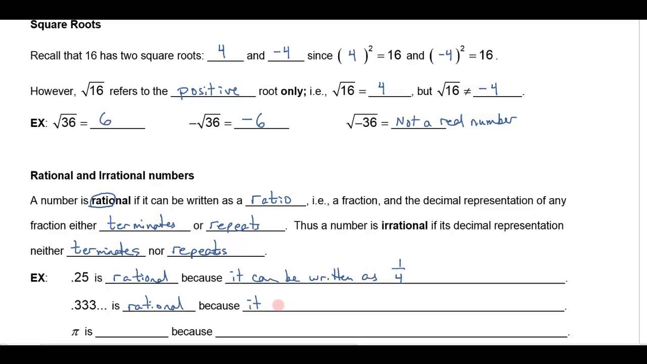 Square Roots Rational And Irrational Numbers YouTube