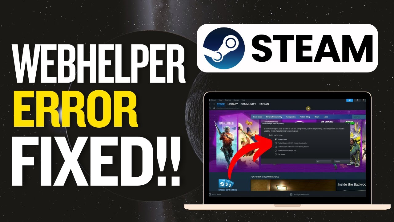 How To Fix Steam Webhelper Not Responding - YouTube