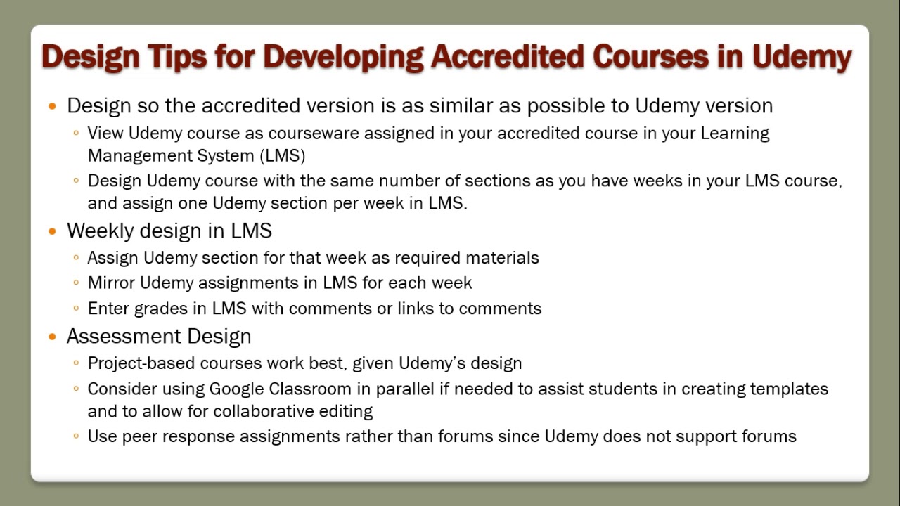 How to Design Courses in Udemy for Academic Credit - YouTube