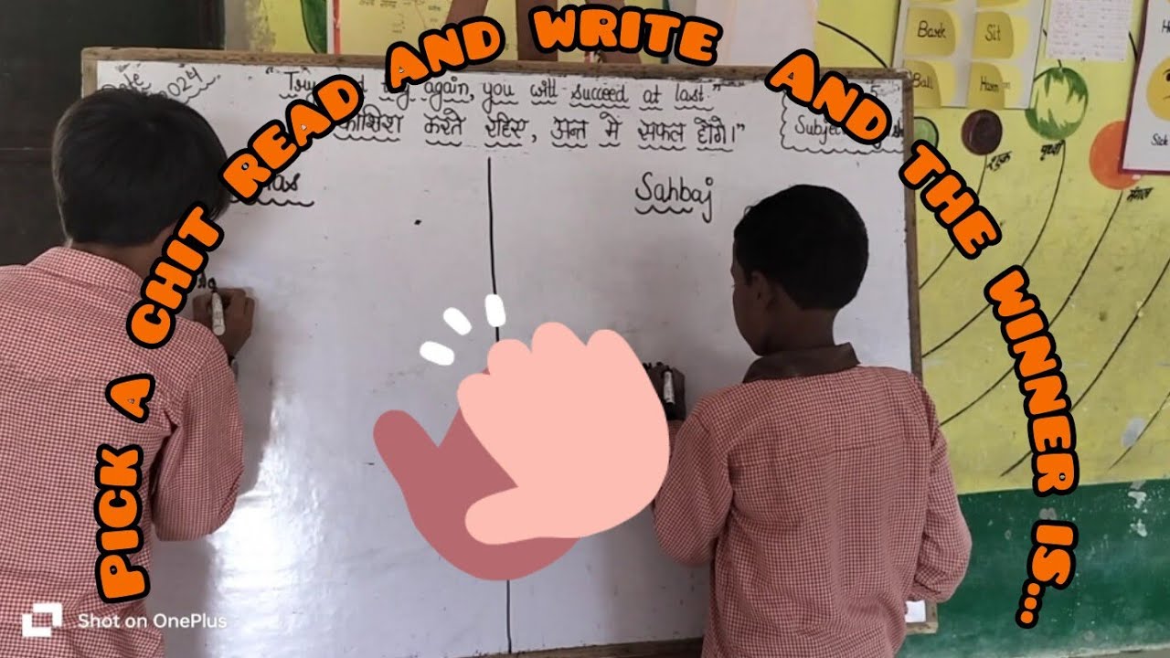 #englishactivity Pick a chit, read and write on the board as soon as ...