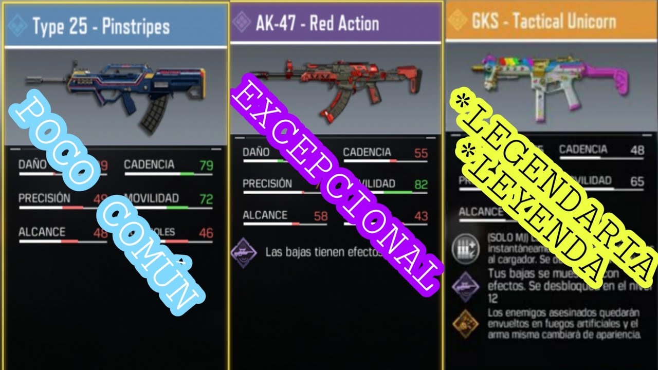 ARMAS POCO COMÚN, ARMAS EXCEPCIONALES, ARMAS DE LEYENDA O LEGENDARIA EN ...