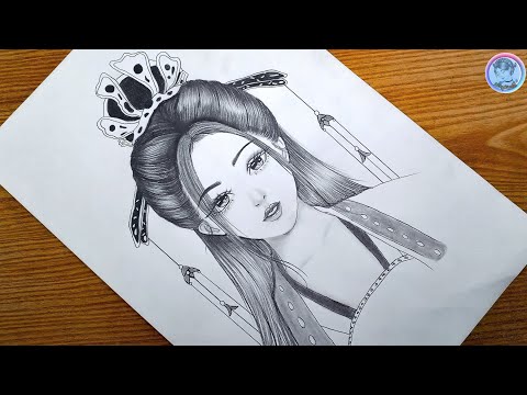 Sketching Easy || Semi realistic Pencil sketch of a Chinese girl - How to draw a Chinese Girl - Art