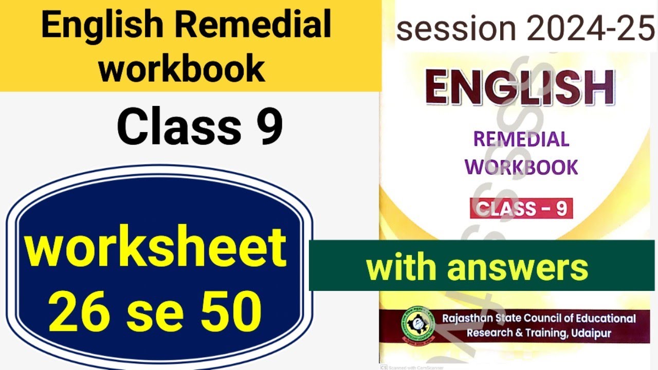 class 9 English Remedial workbook worksheet 26 se 50 with answers ...