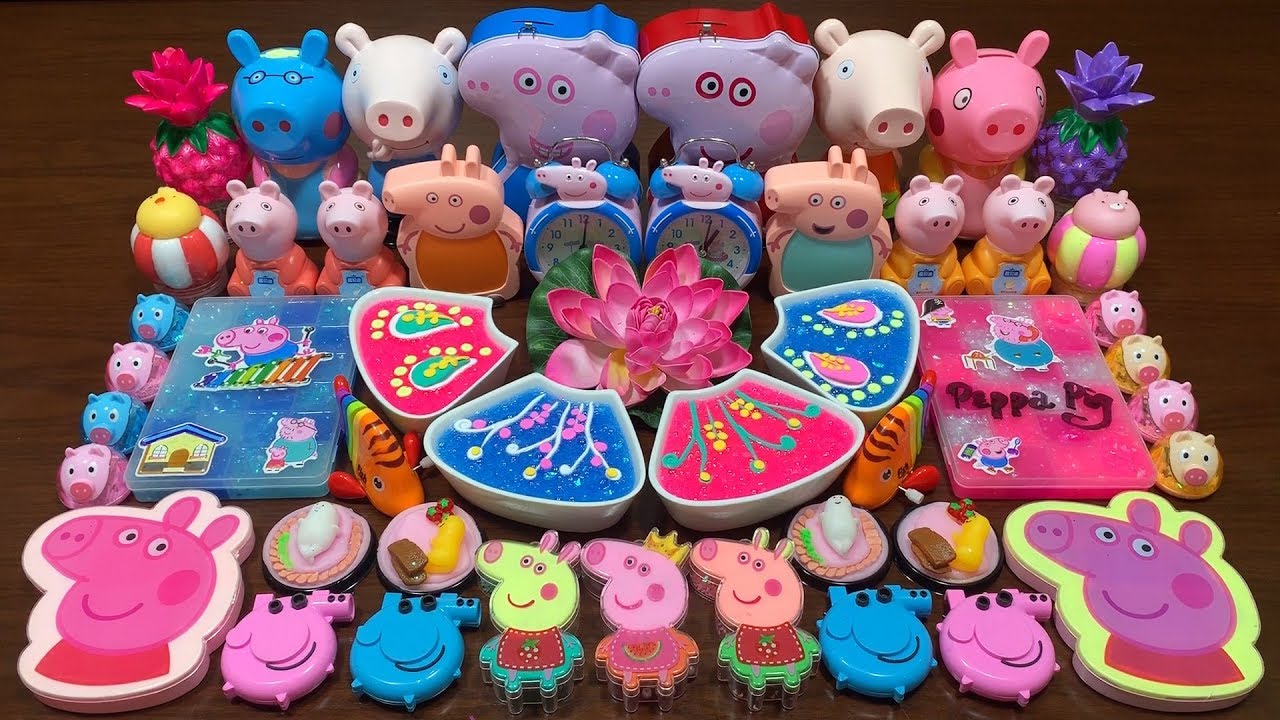 Festival of Colors ! PEPPA PIGS ! Mixing Random Things Into Slime ...