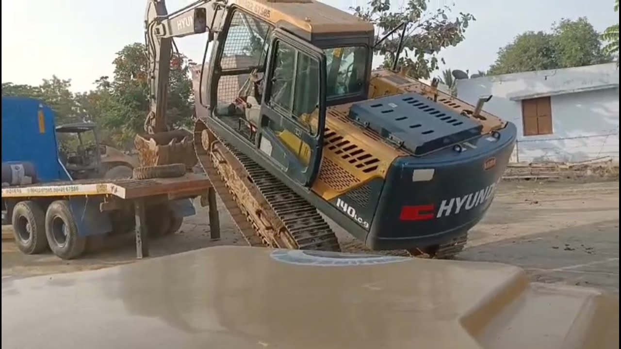 पोकलेन मशीन पलटने से बच गई 😢| How To Unload Poklane machine| #excavator ...