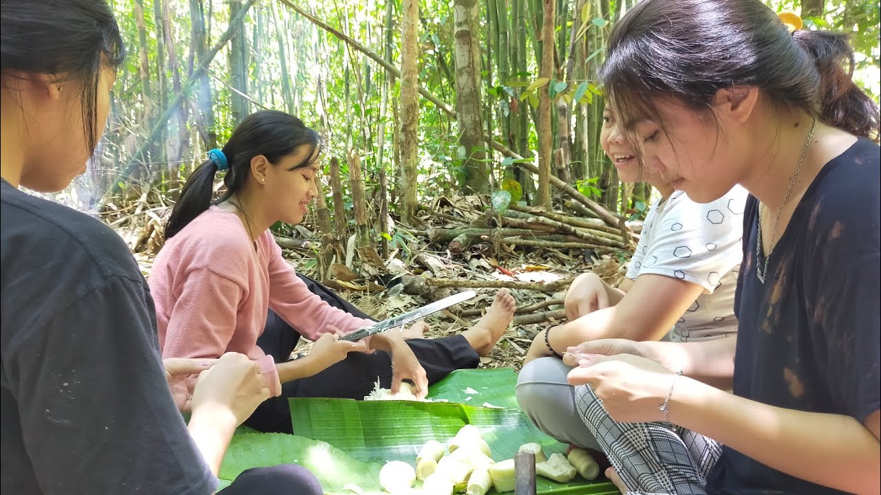 Gadis Suku dayak || Mencari Sayur Bambu Muda di Hutan Kalimantan - YouTube