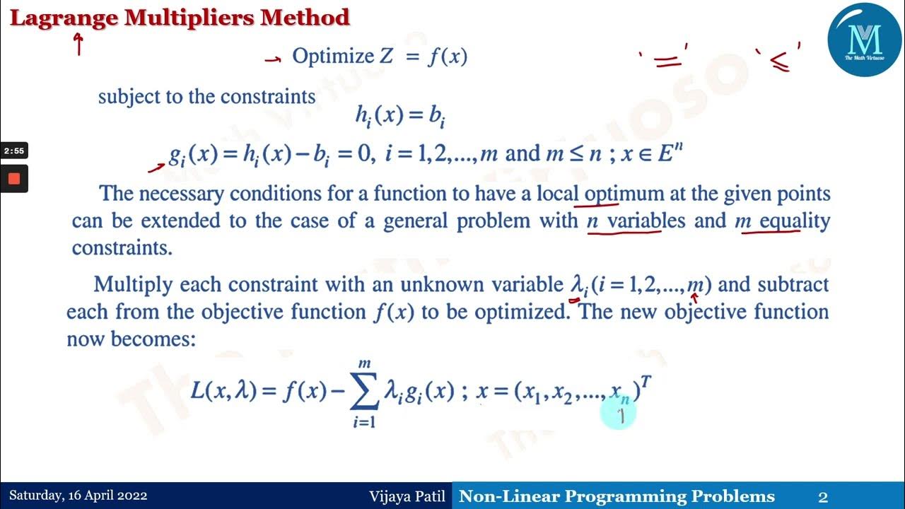 Non-Linear Programming Problem | Lagrange Multiplier Method | Introduction - YouTube