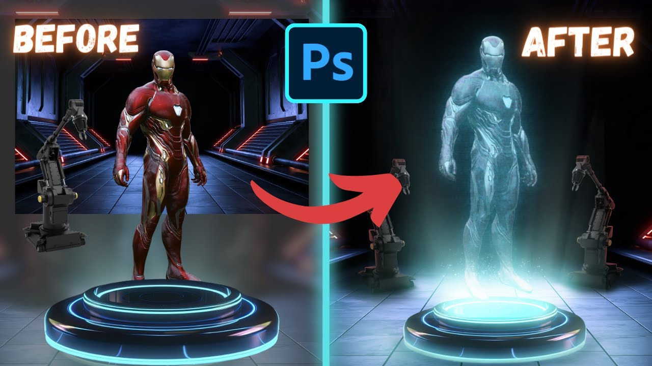 Making an Iron-man Holographic Effect using Photoshop Manipulation ...
