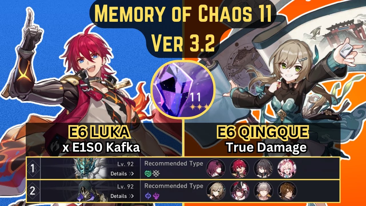 E6 Luka x E1S0 Kafka & E6 Qingque True Damage | MOC 11 3 Stars | V3.2 ...