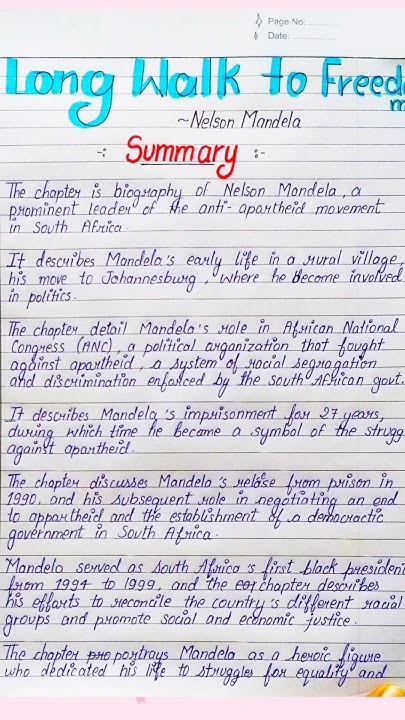 long walk to freedom Nelson Mandela summary class 10 #class10notes # ...