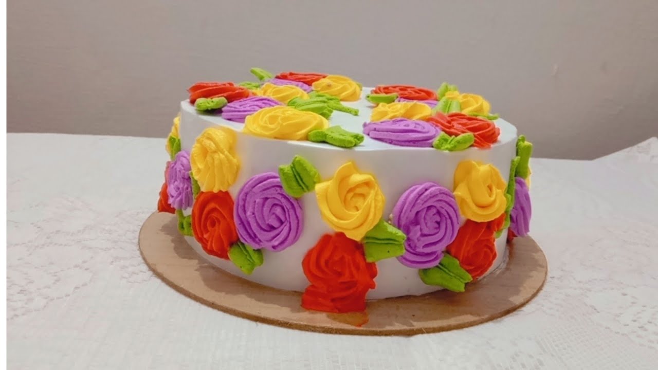 simple vanilla cake design| 1kg vanilla cake decoration amazing ideas ...