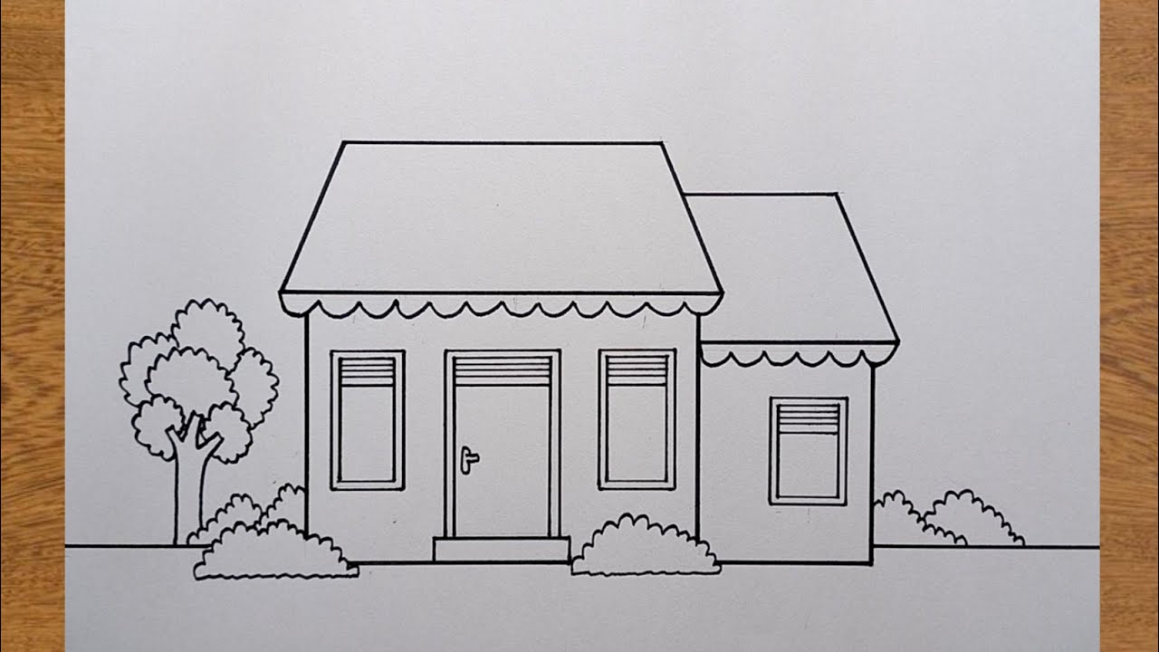 Cara menggambar rumah yang gampang || Menggambar rumah sederhana | How ...