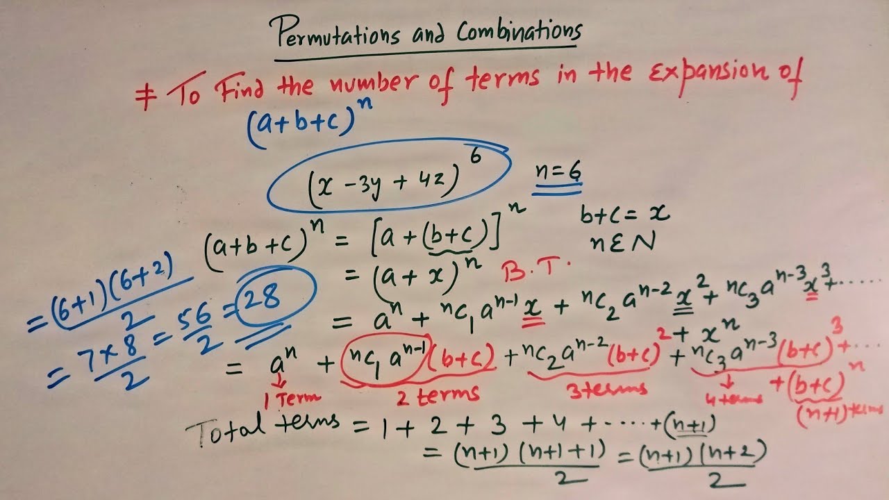 Permutations and combinations - Number of terms in the expansion of (a ...