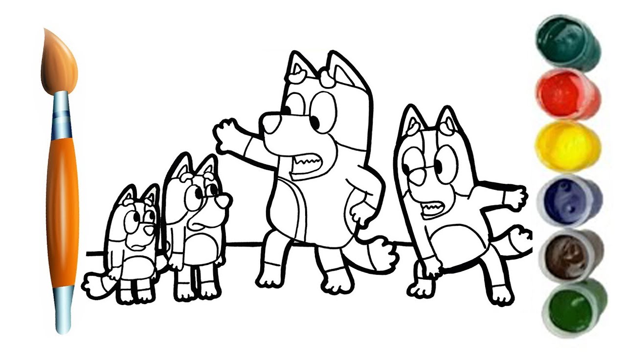 Draw and Color Bluey and Her Family Dancing 🐶Drawings for Kids - YouTube