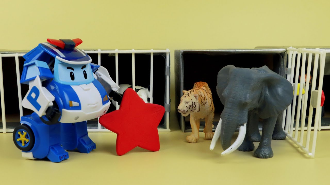 Robocar POLI Shape Game | Learning Shapes with Animals | Toy Play for ...