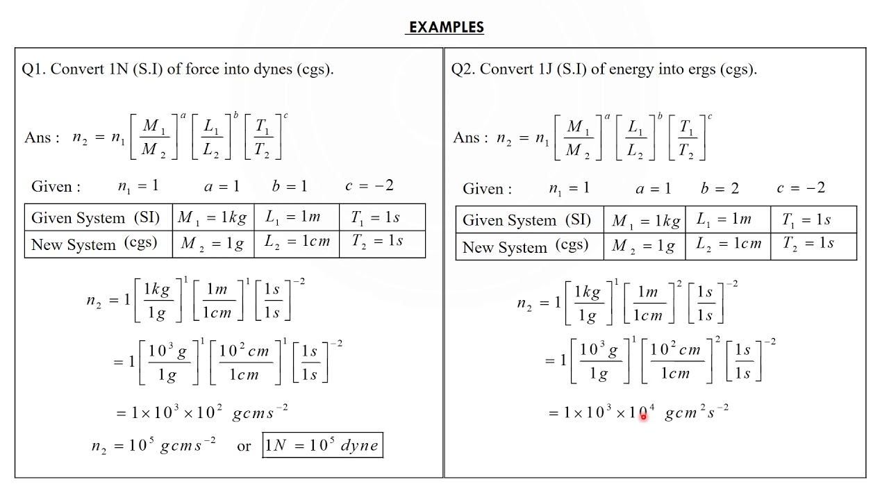 To Convert From One System Of Units To Another Using Dimensional
